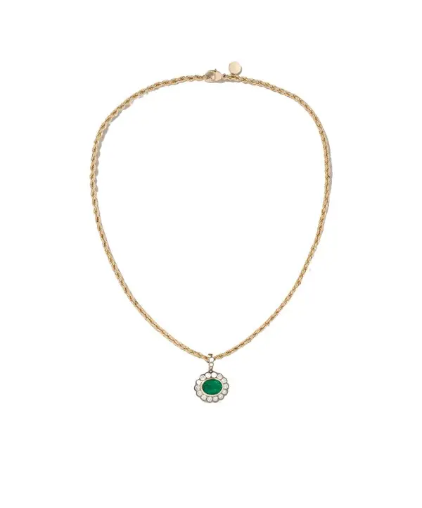MARLO LAZ Emerald Diamond Necklace