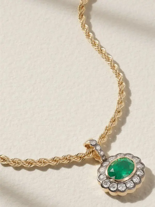 MARLO LAZ Emerald Diamond Necklace