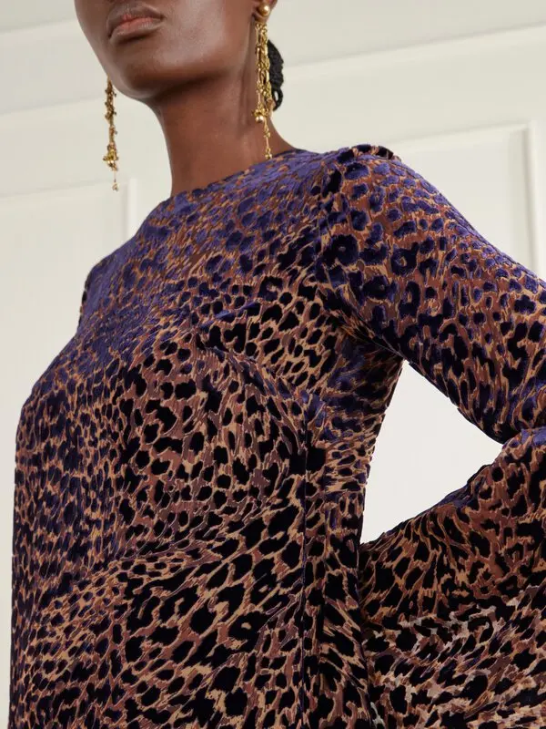 Borgo De Nor Astoria Fringed Leopard-jacquard Devoré Midi Dress