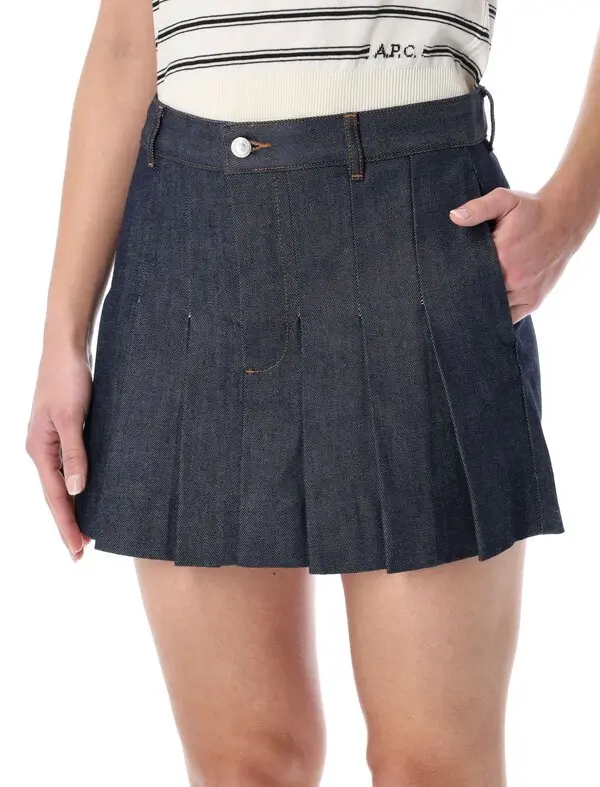 A.p.c. Pleated Denim Mini Skirt