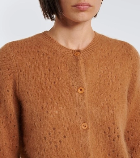 FRAME Pointelle Cardigan - Brown