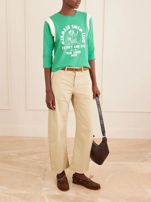 MOTHER Flocked Printed Cotton T-shirt