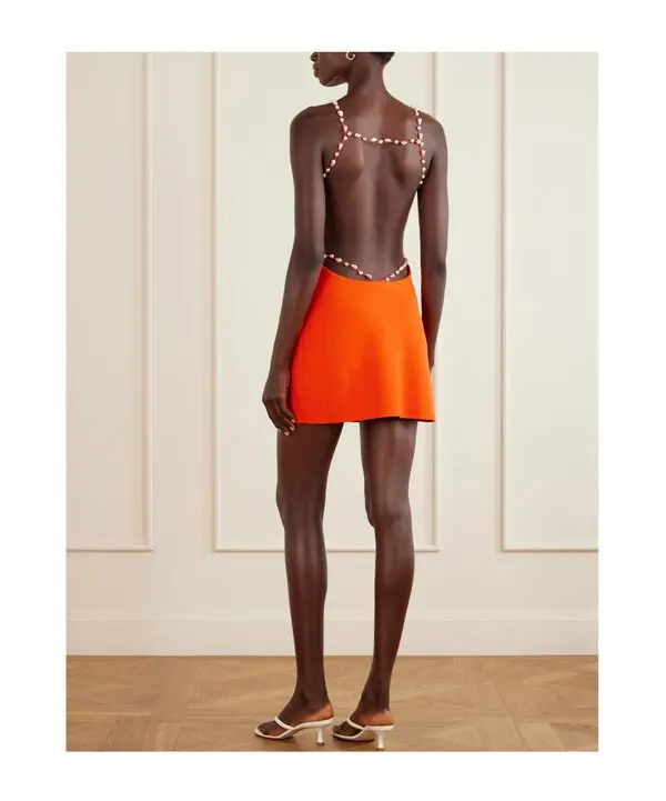 Cult Gaia Open-back Embellished Stretch Mini Dress