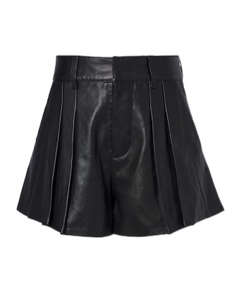 FRAME Pleated Leather Shorts