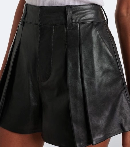FRAME Pleated Leather Shorts