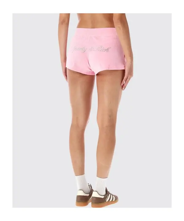 SPORTY  RICH Sporty Rich Velour Crystal Logo Shorts