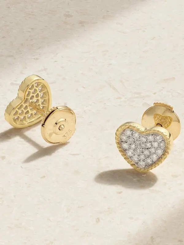 Yvonne Léon 9k Gold Diamond Stud Earrings - Yellow