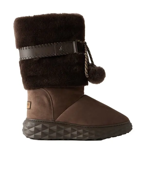 JIMMY CHOO Shearling-trimmed Suede Knee Boots - No