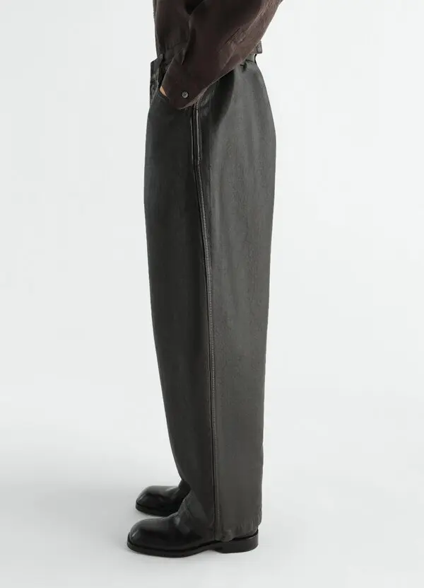 LEMAIRE Oversized Workwear Pants In Coated Denim