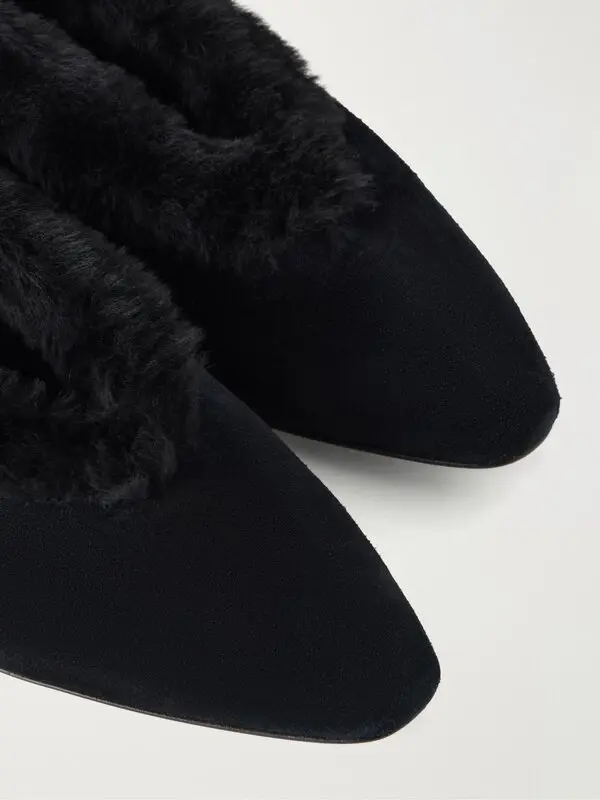 JIMMY CHOO Margot Shearling-trimmed Suede Ballet Flats