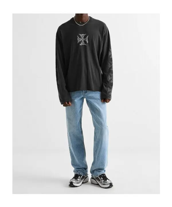 REPRESENT Washed Crew Neck Long Sleeve Tee