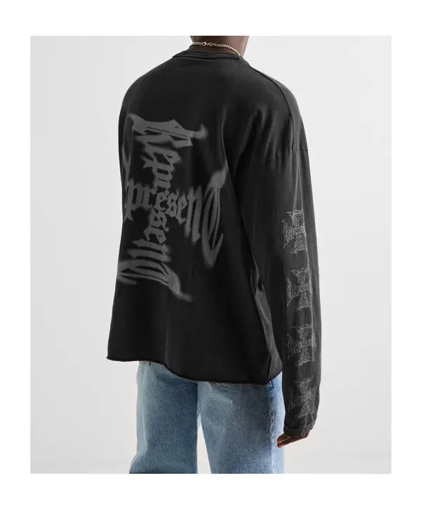 REPRESENT Washed Crew Neck Long Sleeve Tee