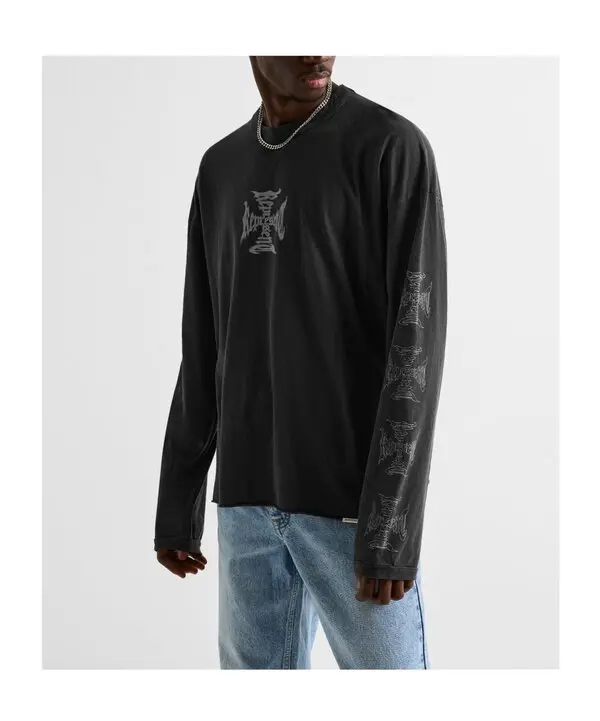 REPRESENT Washed Crew Neck Long Sleeve Tee