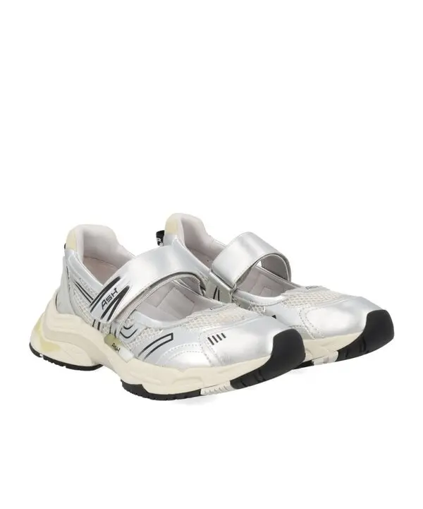 Ash Touch-strap Mesh-panel Slip-ons - Silver