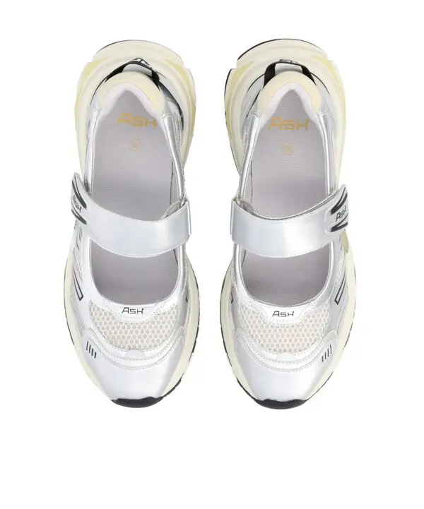 Ash Touch-strap Mesh-panel Slip-ons - Silver