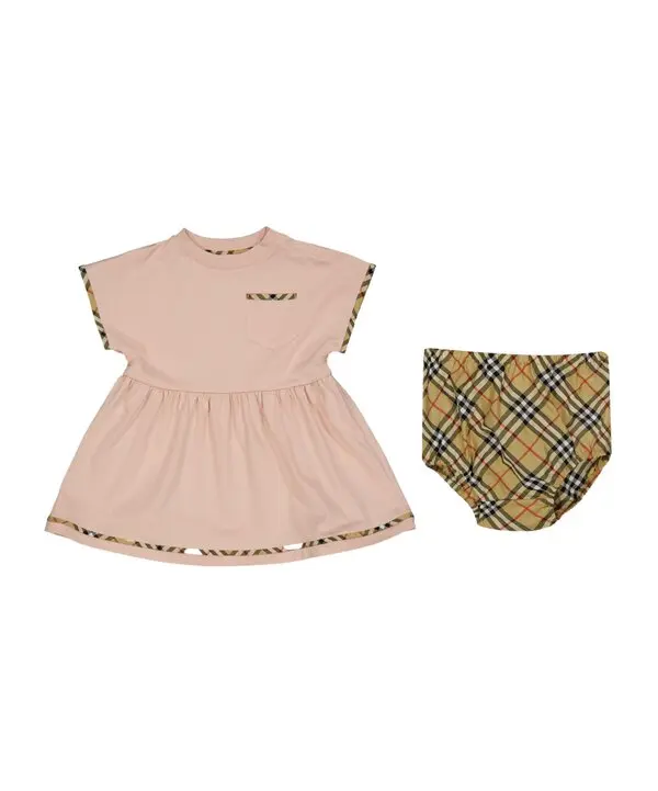 Burberry Baby Check-trim Dress And Bloomer Set - Pink