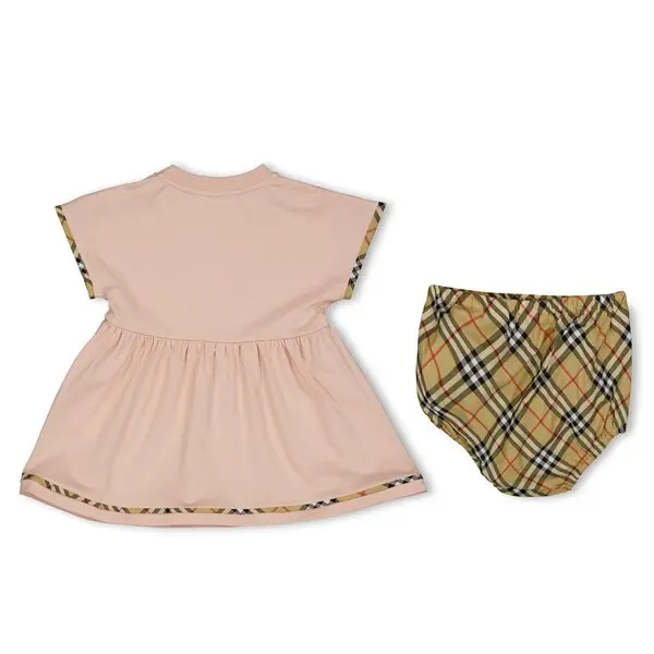 Burberry Baby Check-trim Dress And Bloomer Set - Pink