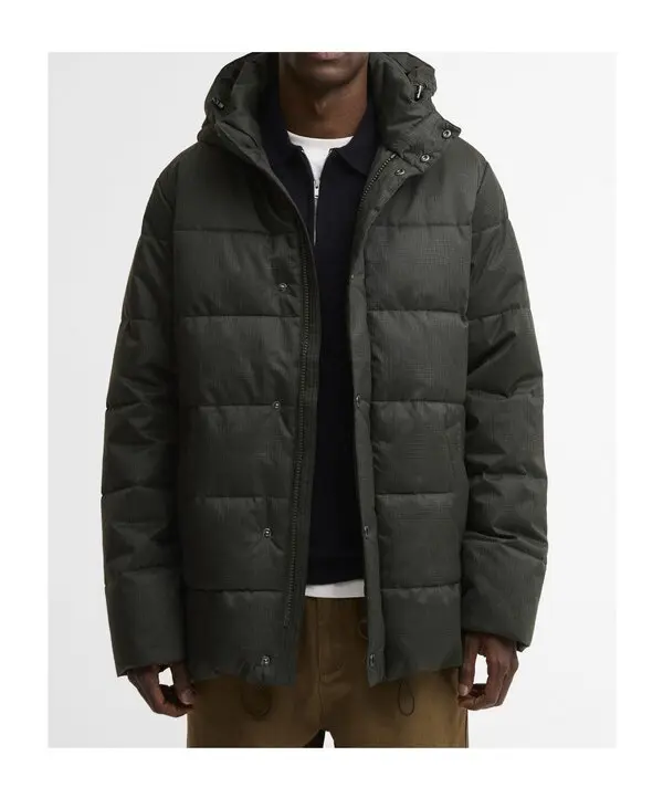 Barbour Olive Quilted Hooded Puffer Coat