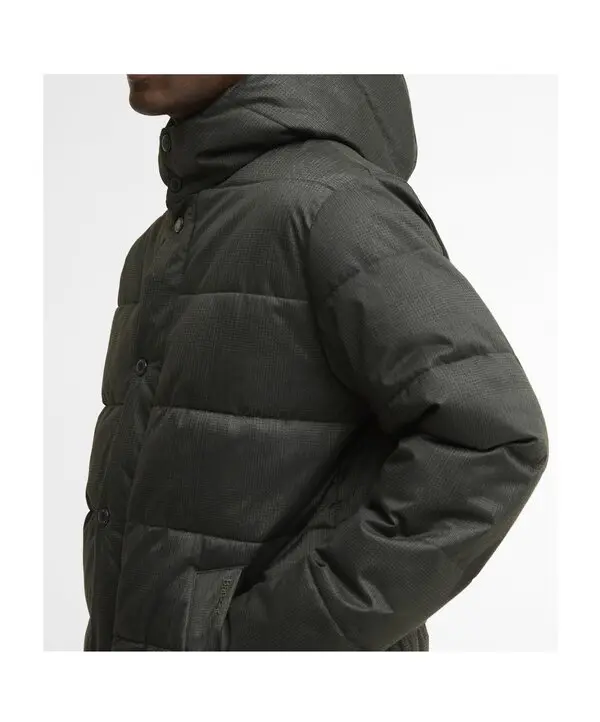 Barbour Olive Quilted Hooded Puffer Coat