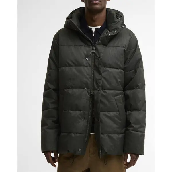 Barbour Olive Quilted Hooded Puffer Coat