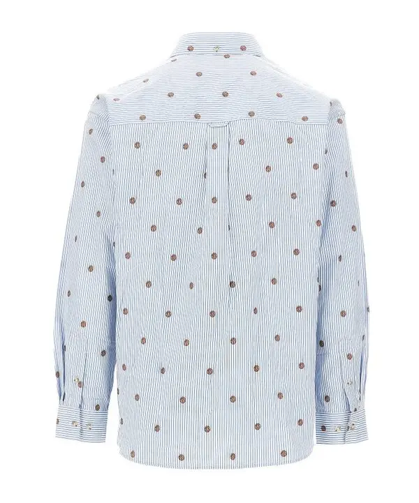 LES DEUX Kolton Stripe-pattern Basketball-embroidered Shirt
