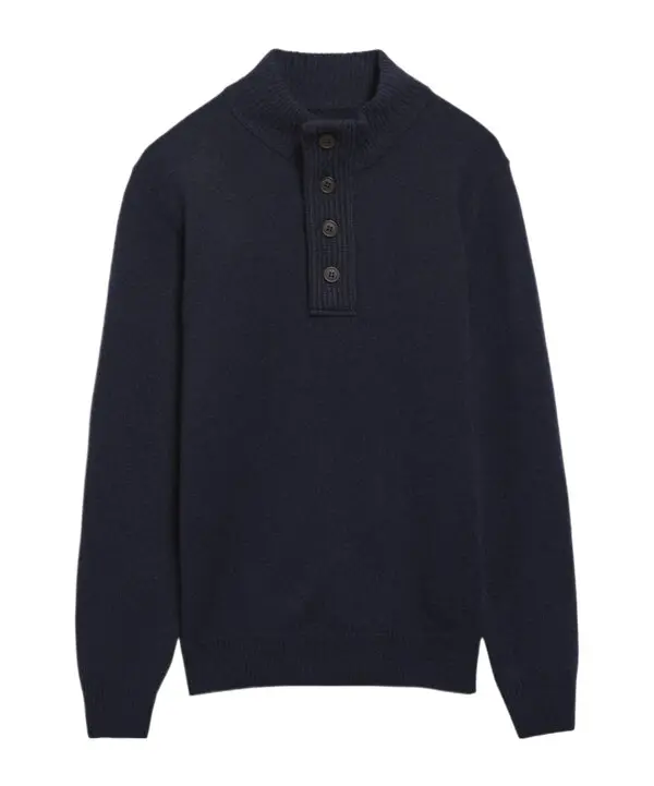 Barbour Button Mock Neck Knit Sweater