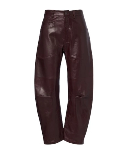 NILI LOTAN Leather Barrel-leg Pants - Black