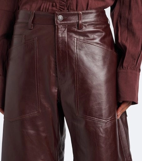 NILI LOTAN Leather Barrel-leg Pants