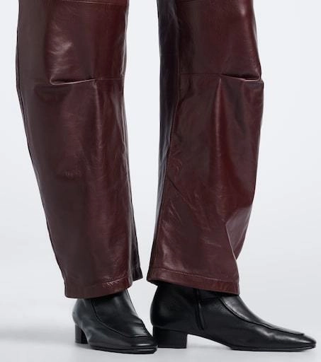 NILI LOTAN Leather Barrel-leg Pants