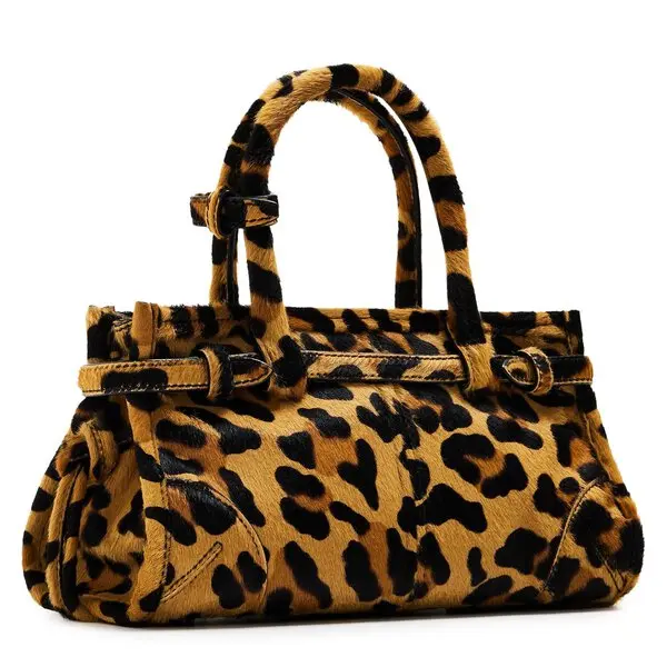 Prada Leopard Print Calf Hair Handbag - Brown