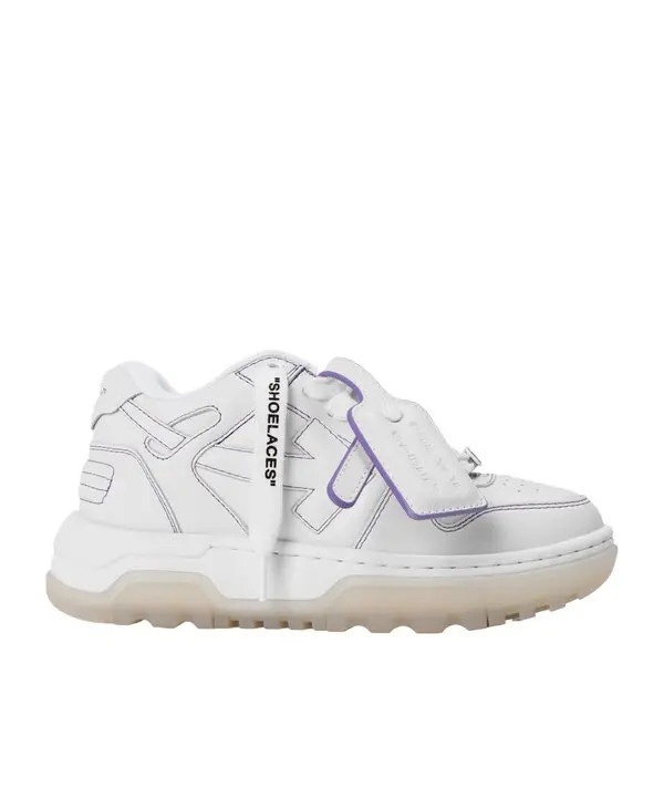 Off-White And Purple Color-block Thick Sole Sneaker - White