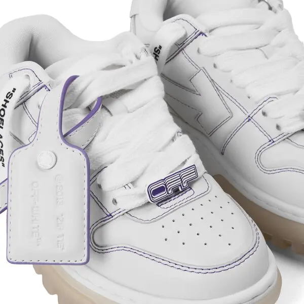 Off-White And Purple Color-block Thick Sole Sneaker - White