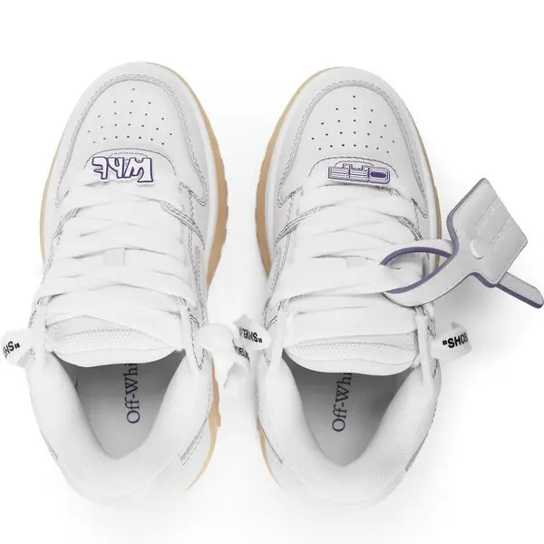 Off-White And Purple Color-block Thick Sole Sneaker - White