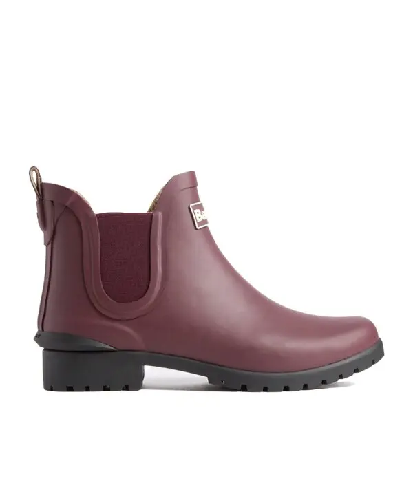 Barbour Burgundy Side Elastic Short Rain Boot - Brown
