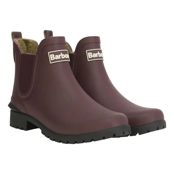 Barbour Burgundy Side Elastic Short Rain Boot - Brown