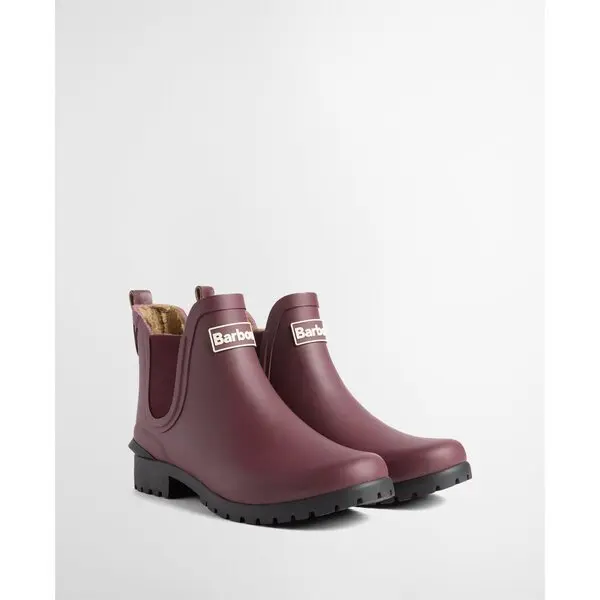 Barbour Burgundy Side Elastic Short Rain Boot - Brown