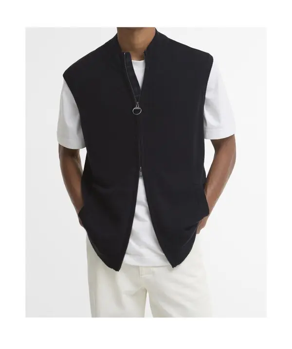 Barbour Zip-up Stand Collar Knit Vest