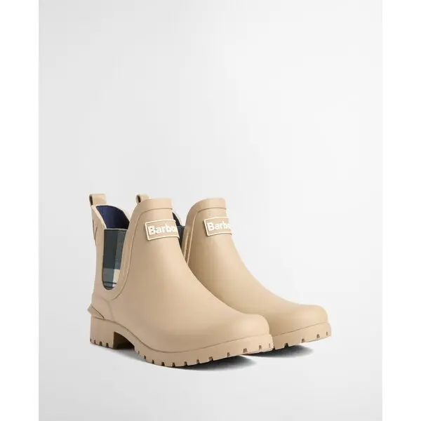 Barbour Plaid Panel Short Rain Boot - Nude