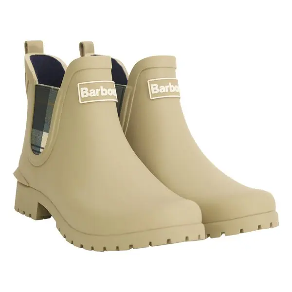 Barbour Plaid Panel Short Rain Boot - Nude