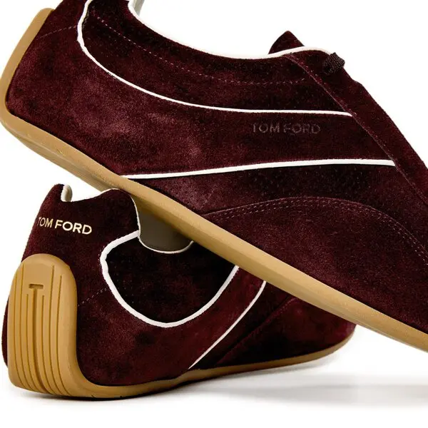 TOM FORD Burgundy Suede Low-top Casual Shoe
