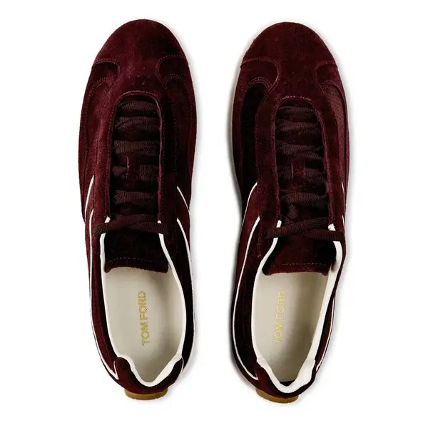 TOM FORD Burgundy Suede Low-top Casual Shoe