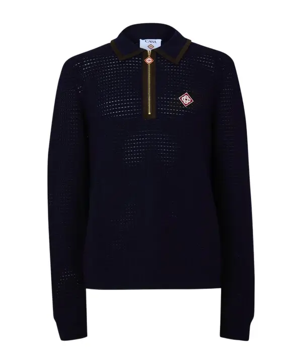 Casablanca Long Sleeve Knit Polo