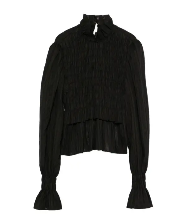 ANN DEMEULEMEESTER Smocked Ruffled Blouse - Black