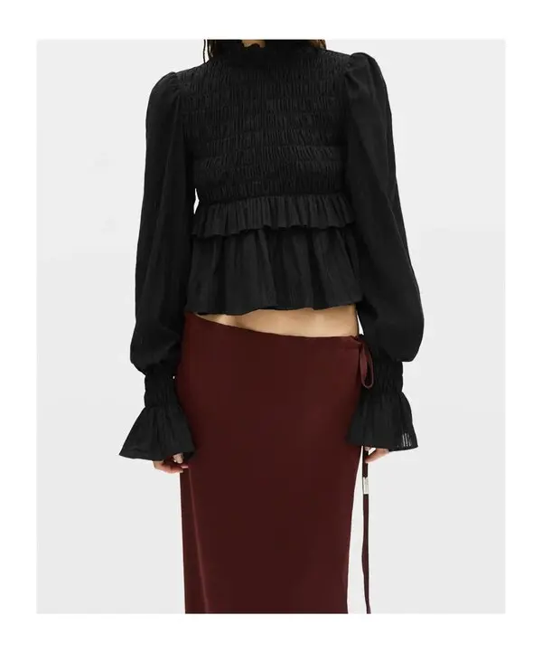 ANN DEMEULEMEESTER Smocked Ruffled Blouse