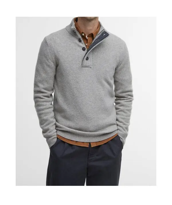 Barbour Button Mock Neck Knit Sweater - No