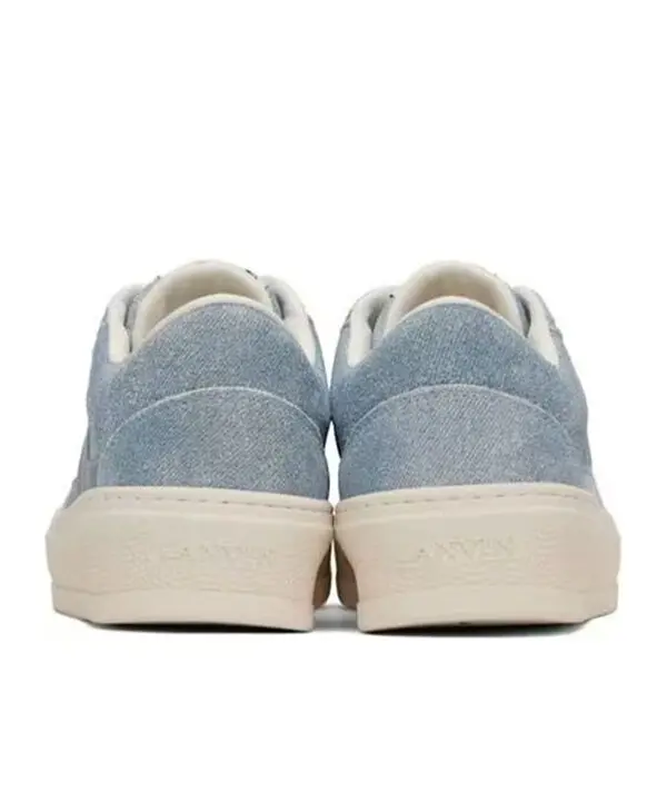 LANVIN Logo-detail Denim-panel Sneakers - Blue