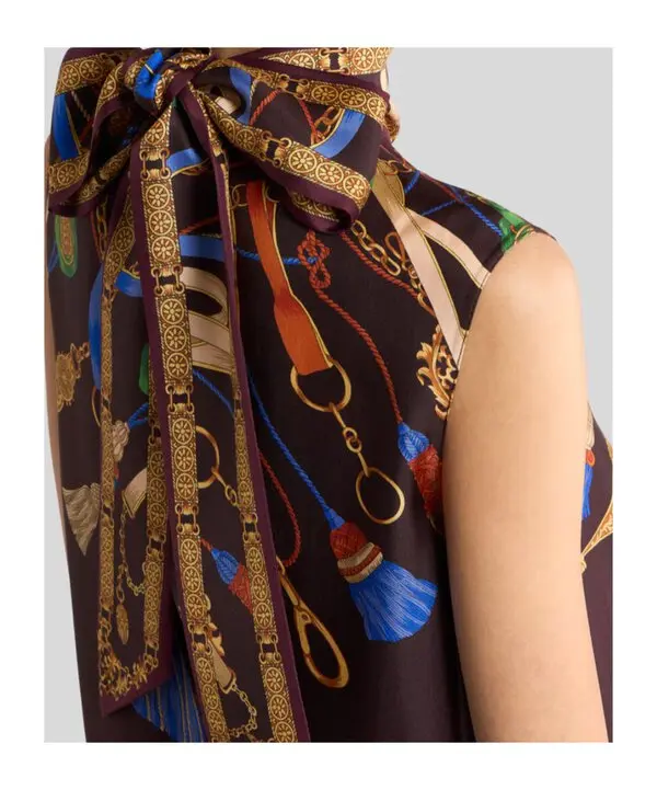 Etro Long Silk Dress With See-through Skirt And Placed Print