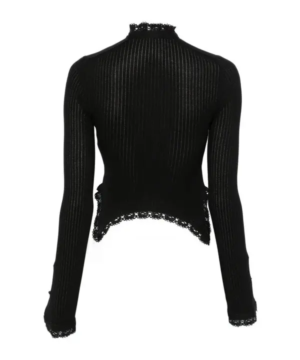ANN DEMEULEMEESTER Lace-trim Ribbed Top
