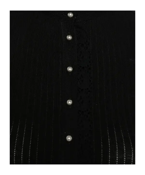 ANN DEMEULEMEESTER Lace-trim Ribbed Top