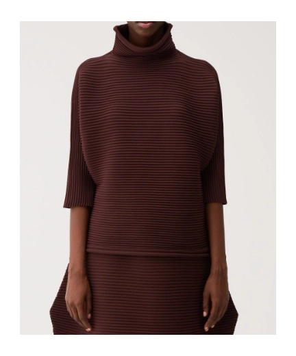Issey Miyake Zig Zag Ribbed Knitted Top - Dark Brown